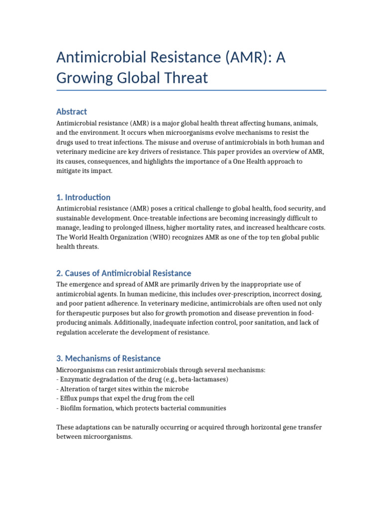 Antimicrobial Resistance: Global Threat Overview | PDF | Antimicrobial ...