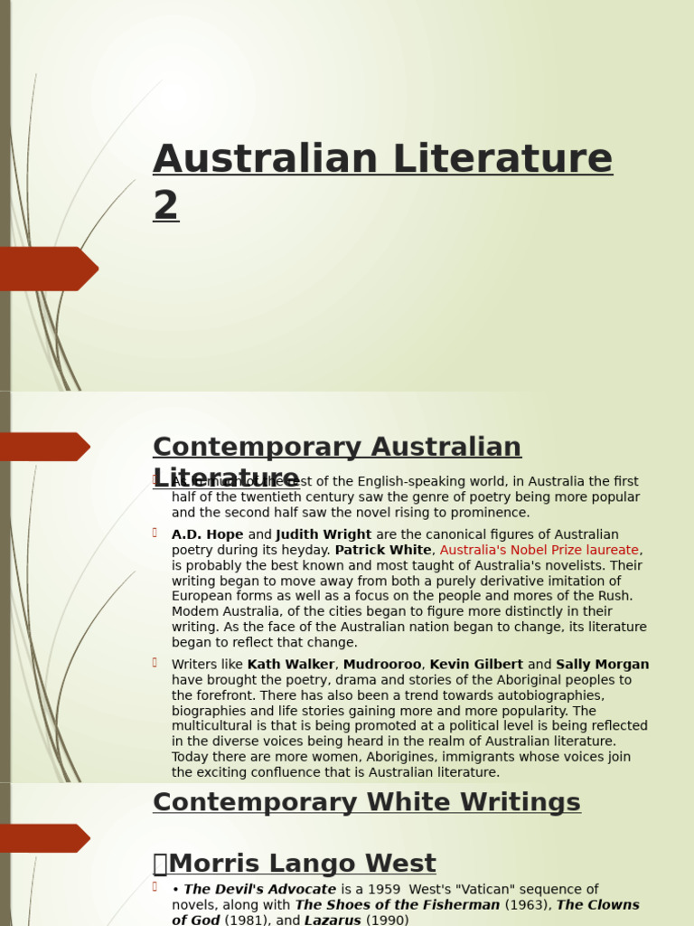 Overview of Contemporary Australian Literature | PDF