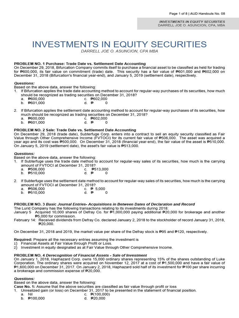 Investments in Equity Securities | PDF | Preferred Stock | Dividend