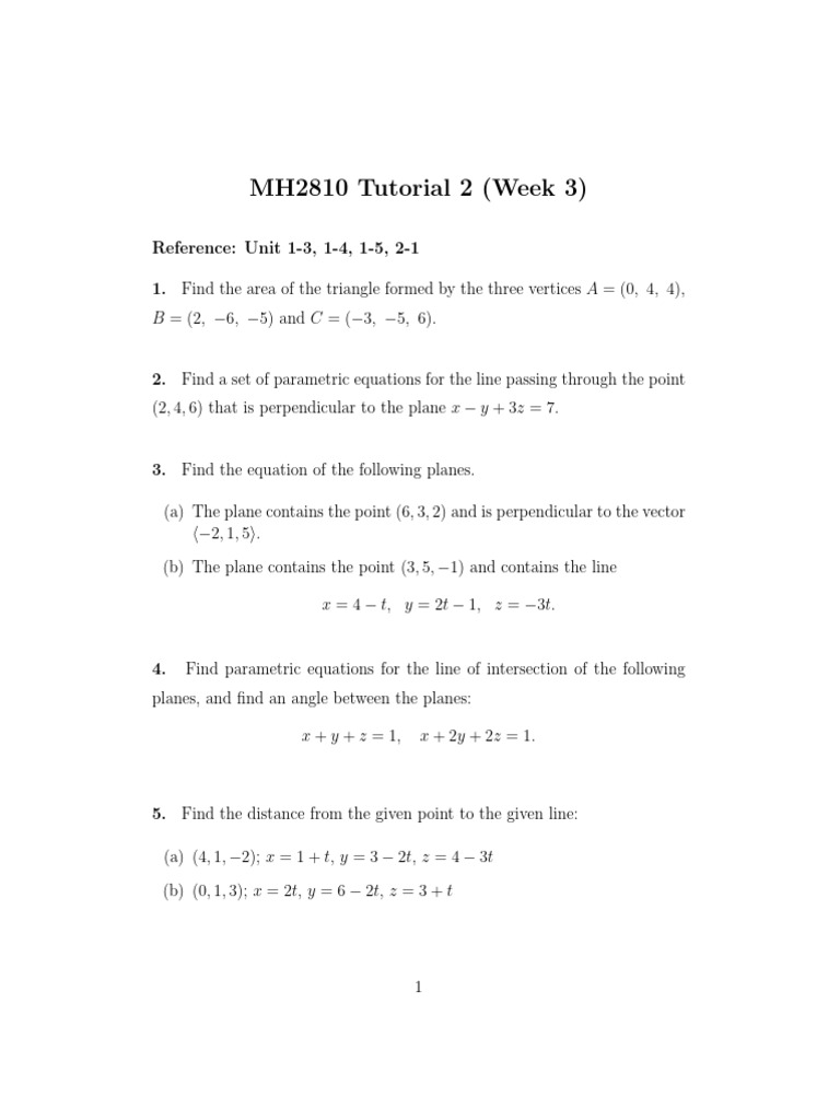 NTU MA2810 Tutorial 2 (Week 3) | PDF