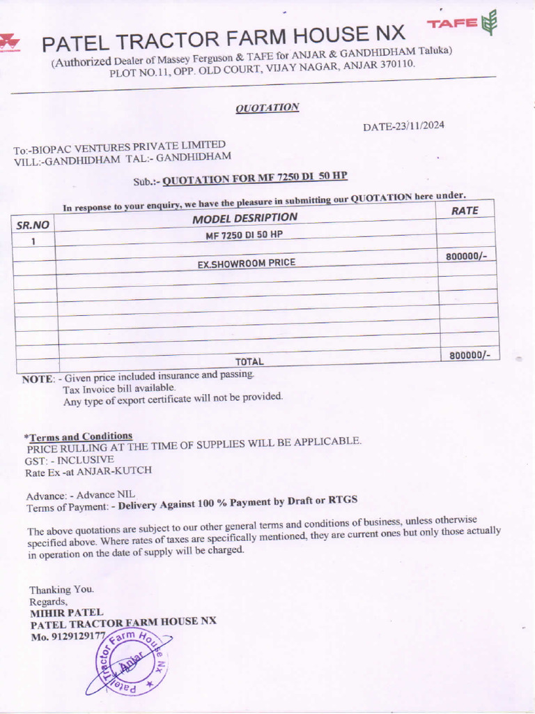 Biopac Quotation 1208 | PDF