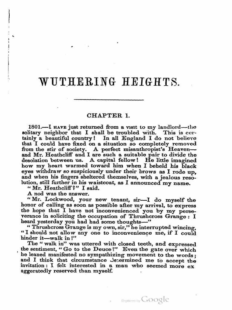 Wuthering Heights | PDF | Wuthering Heights | Heathcliff (Wuthering ...