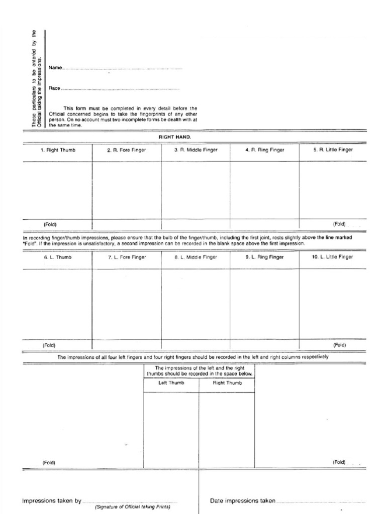 COC Fingerprint Form | PDF
