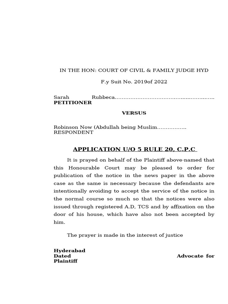 Application for Notice Publication CPC | PDF | Affidavit | Justice