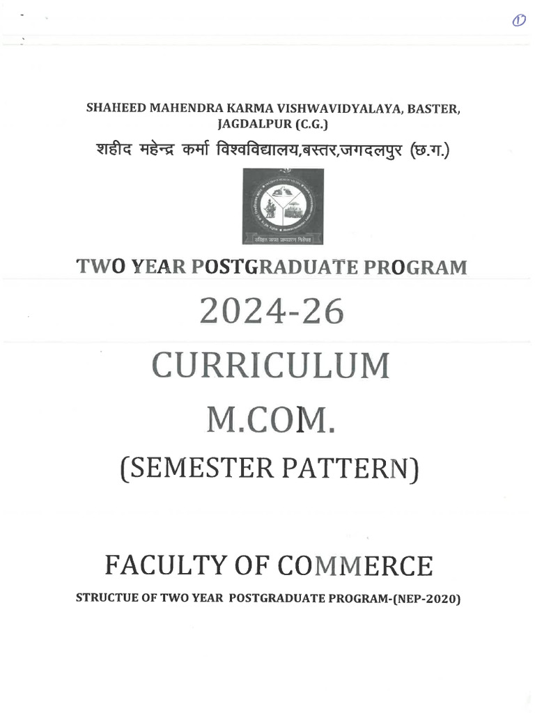Syllabus M.com III & IV Sem.2025-26 | PDF