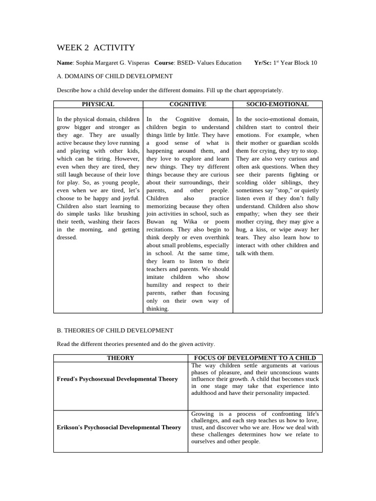 Child Development Domains and Theories | PDF | Child Development ...