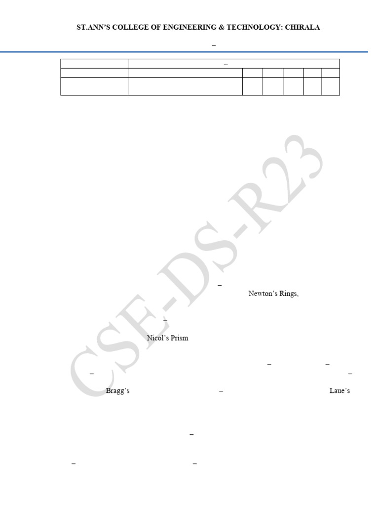 Engineering Physics: CO1: CO2: CO3: CO4: CO5: CO6 | PDF | Crystal ...