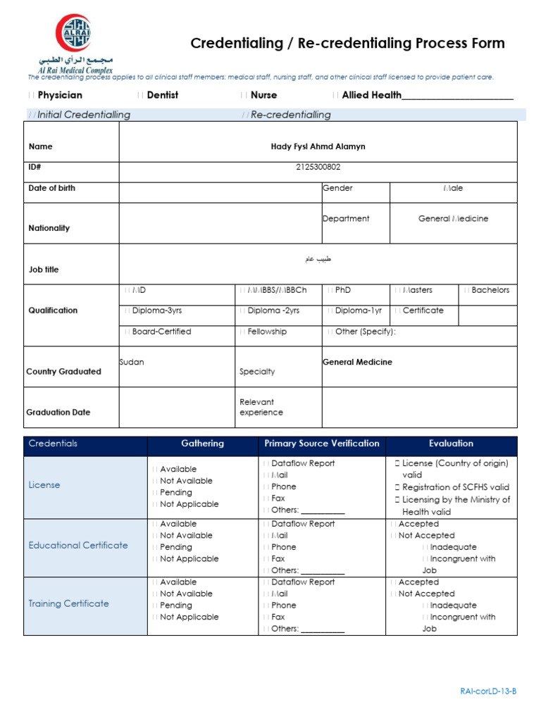 Credentialing Process Form for Clinical Staff | PDF | Doctor Of ...
