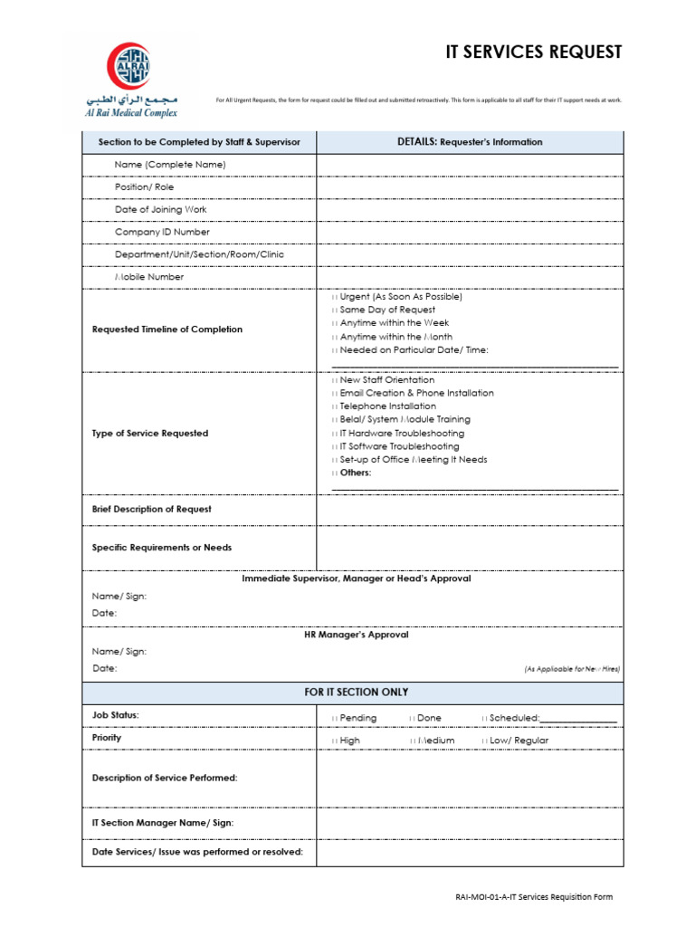 200-RAI-MOI-1-A-IT Services Requisition Form | PDF | Computing ...