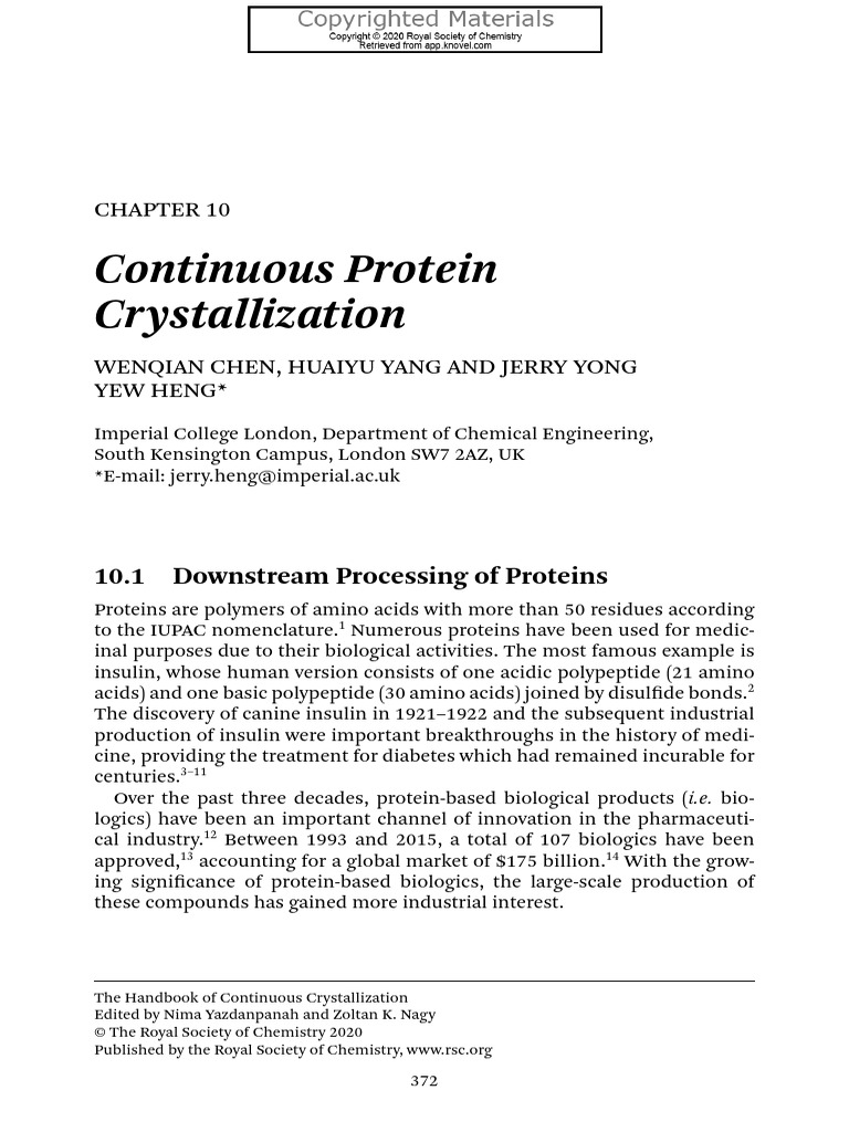 Continuous Protein Crystallization Guide | PDF | Crystallization | Salt ...