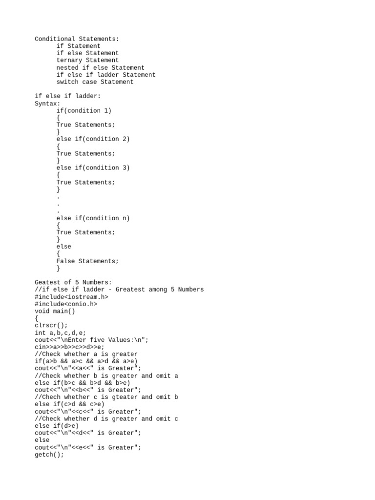 16 08 25 Conditional Statements | PDF