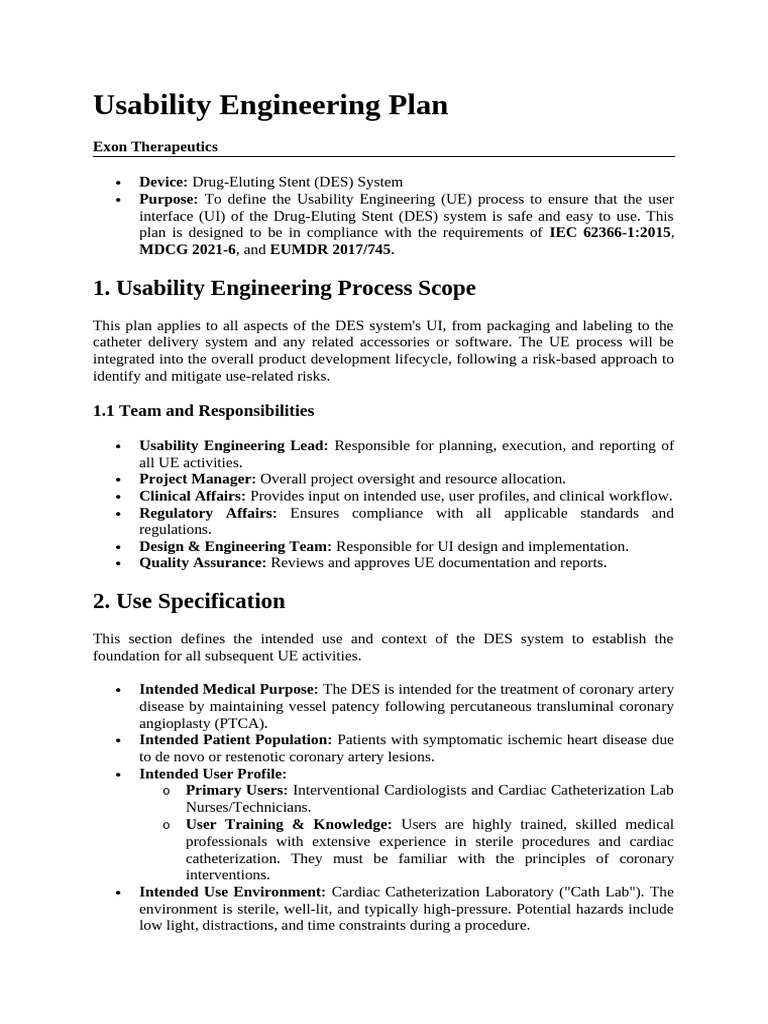 Usability Engineering Plan for DES System | PDF | Usability