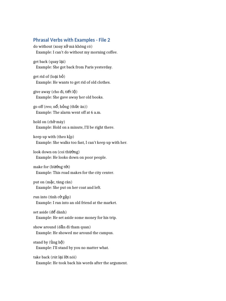 Phrasal Verbs Examples File 2 | PDF