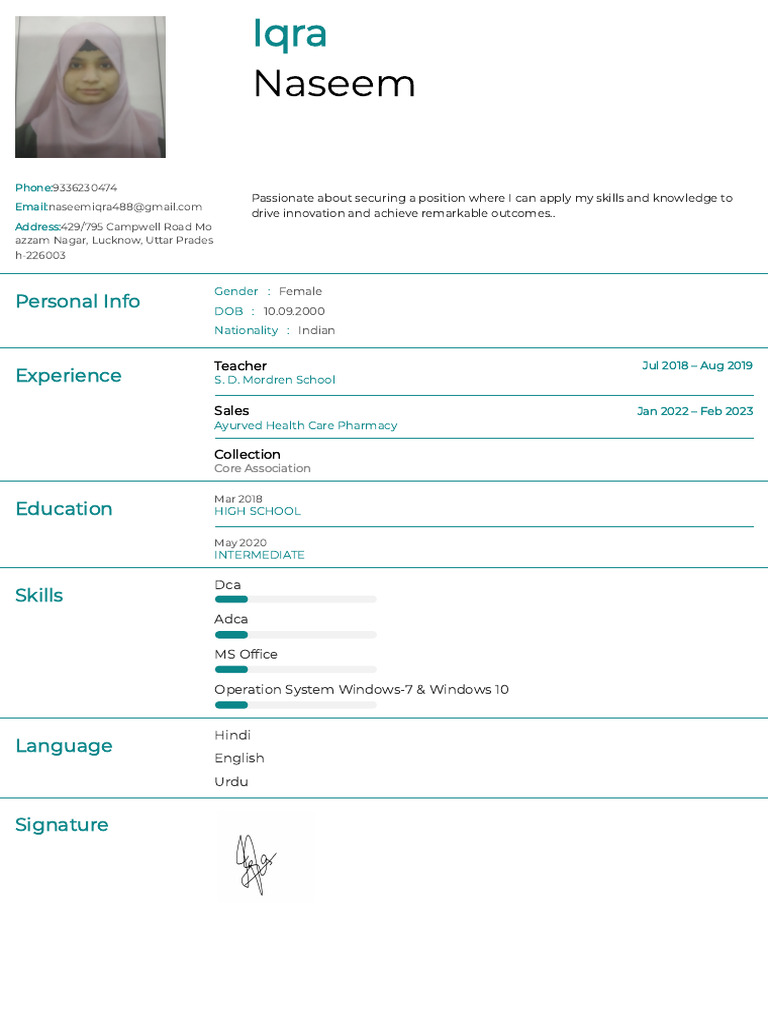 Iqra Resume 66 115658 | PDF