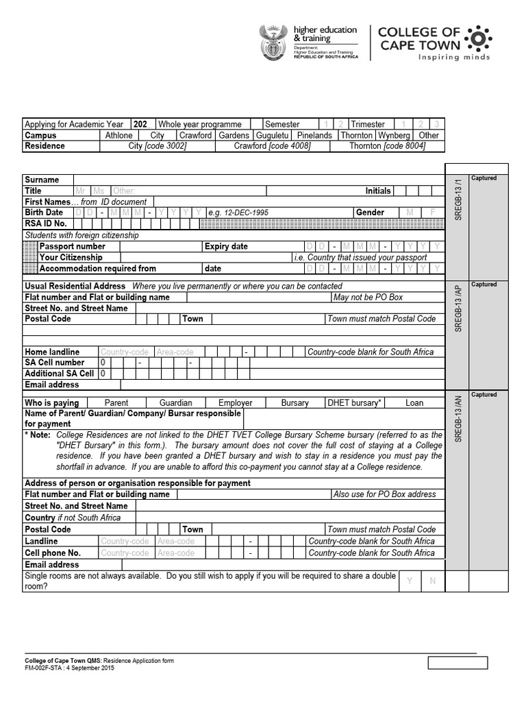 FM-002F-STA Residence Application Form - 2022 | PDF | Laundry ...