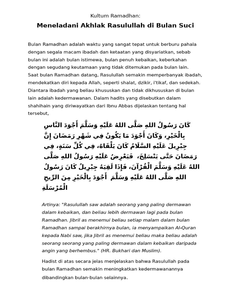 Meneladani Akhlak Rasulullah di Ramadhan | PDF