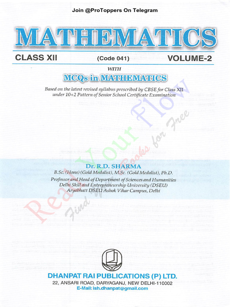 12 RD Sharma Maths 2025-26 Volume 2 | PDF | Vector Space | Line (Geometry)