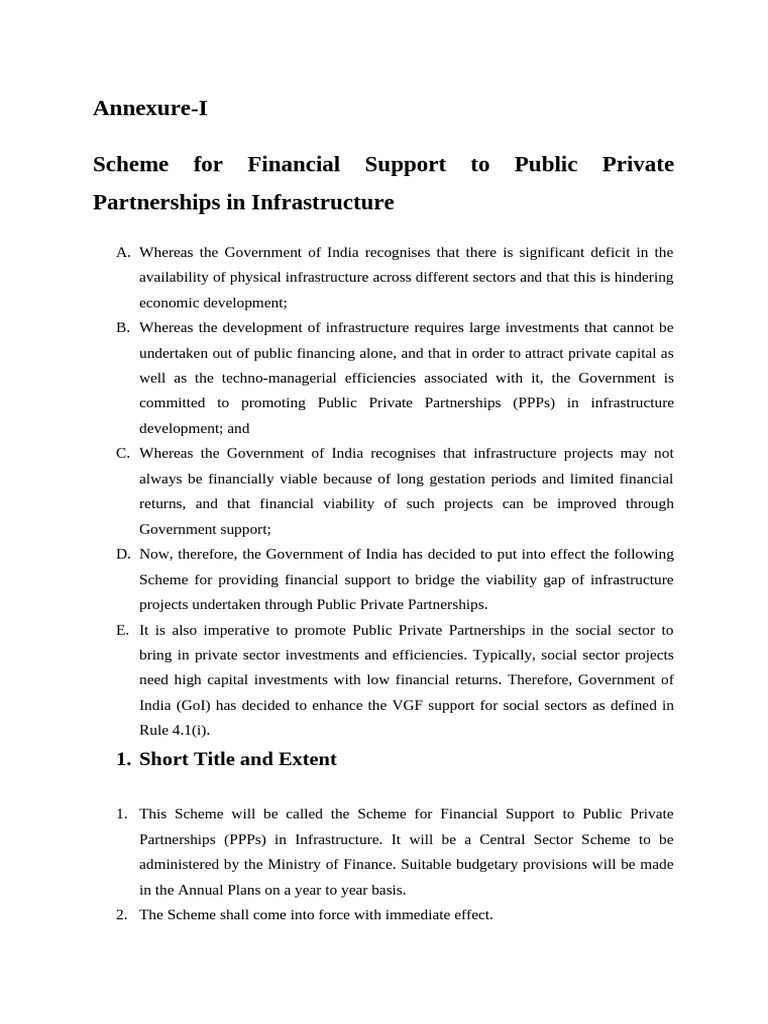 Annexure 1 Scheme | PDF | Public–Private Partnership | Infrastructure