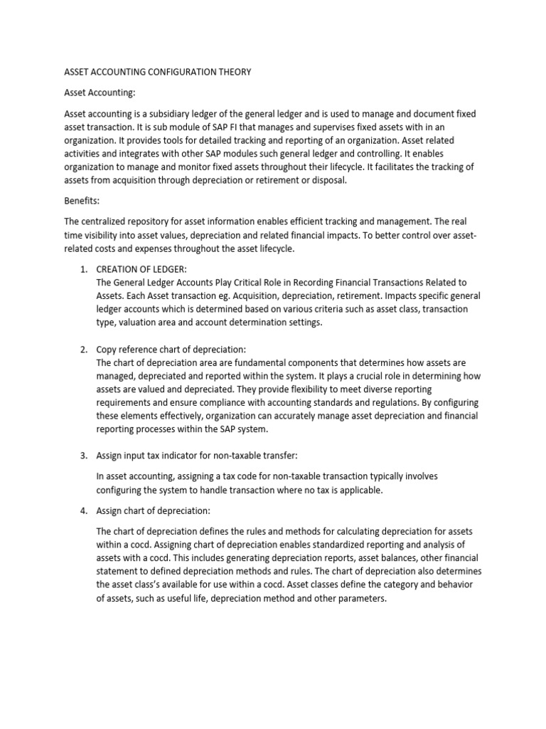 Asset Accounting Configuration Theory | PDF | Depreciation | Mergers ...