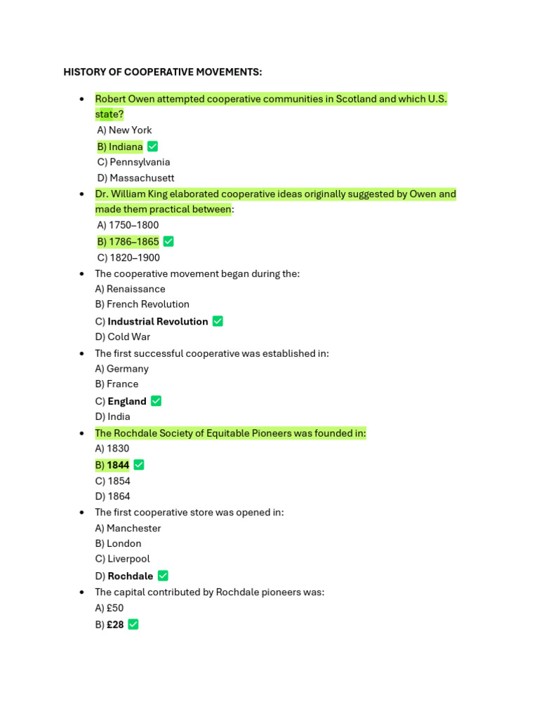 History of Cooperative Movements | PDF | Cooperative | Stocks