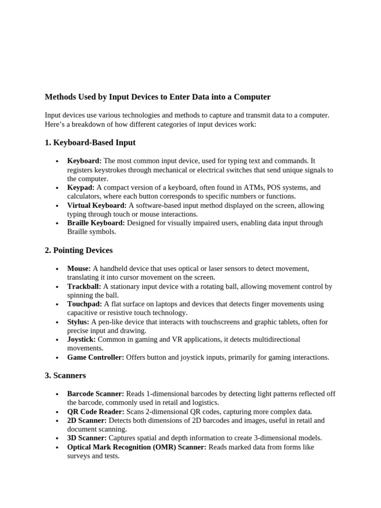 Methods of Input IN ICT | PDF | Touchscreen | Computer Keyboard