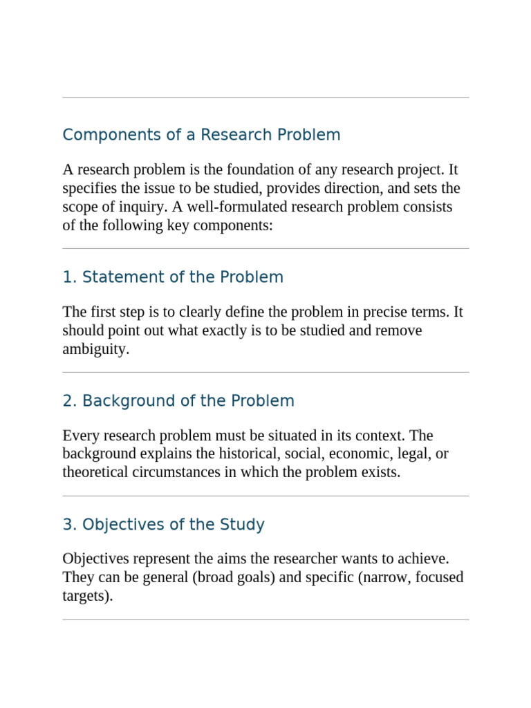 Components of A Research Problem | PDF