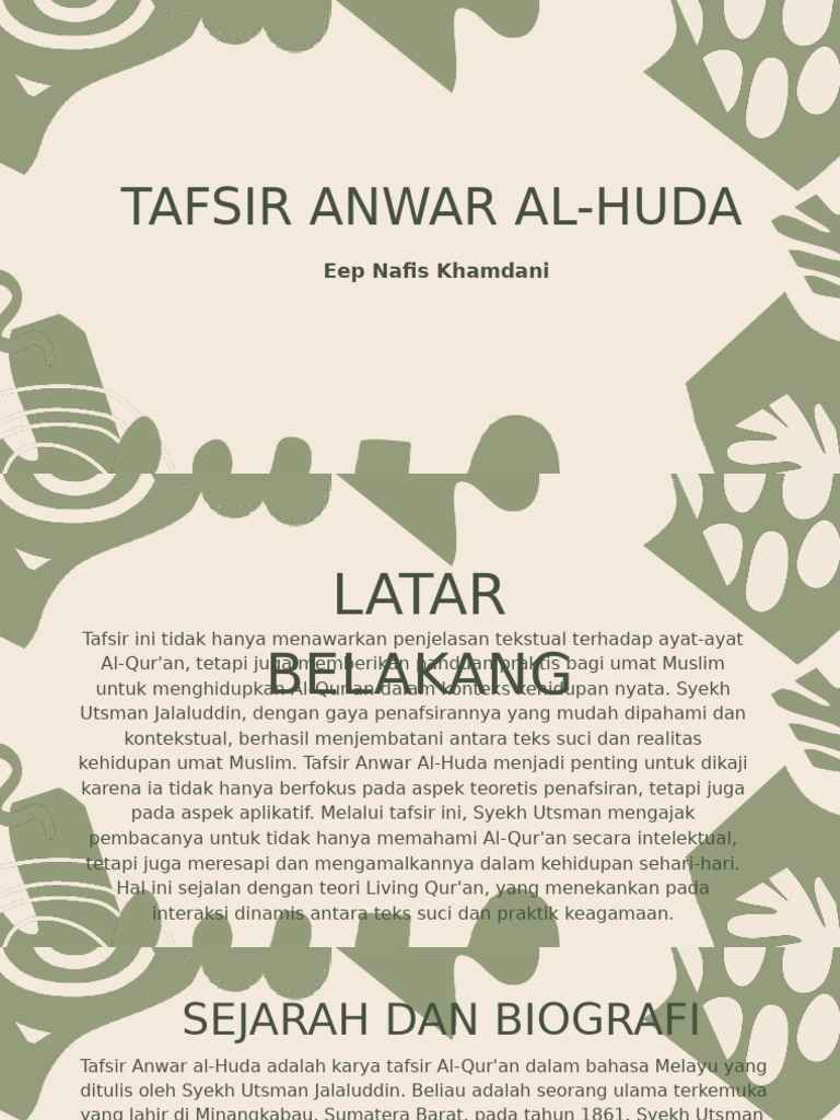 Tafsir Anwar Al-Huda: Panduan Praktis Al-Qur'an | PDF