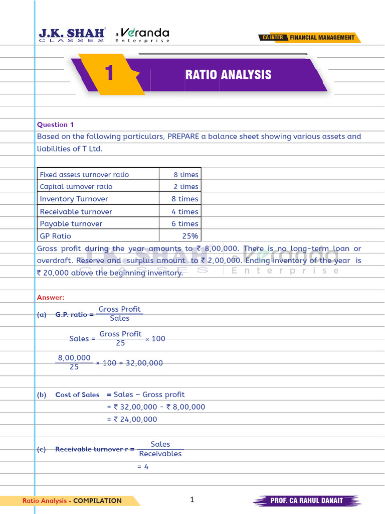 Ratio Analysis for Financial Management | PDF | Equity (Finance ...