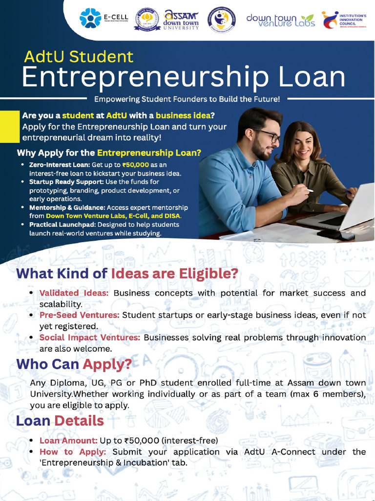 Entrepreneurship Loan Brochure | PDF | Startup Company | Small Business & Entrepreneurs