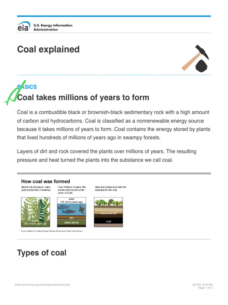 Coal Types and U.S. Production Data | PDF | Coal | Bituminous Coal