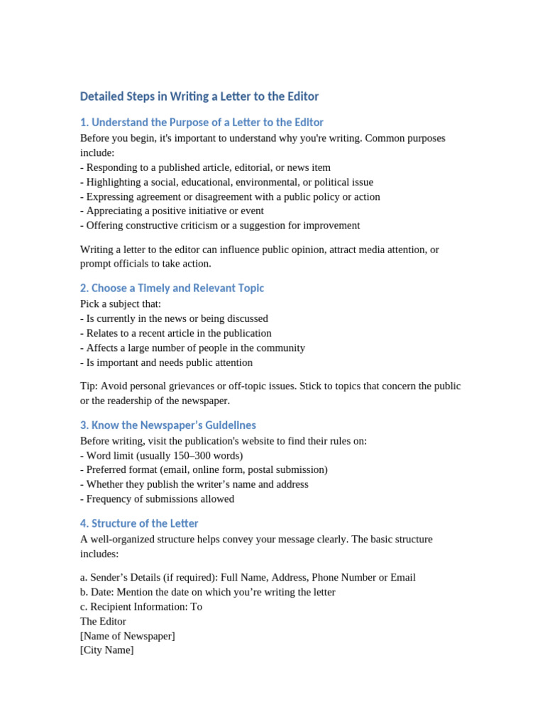 Writing Effective Letters to the Editor | PDF | Letter To The Editor ...