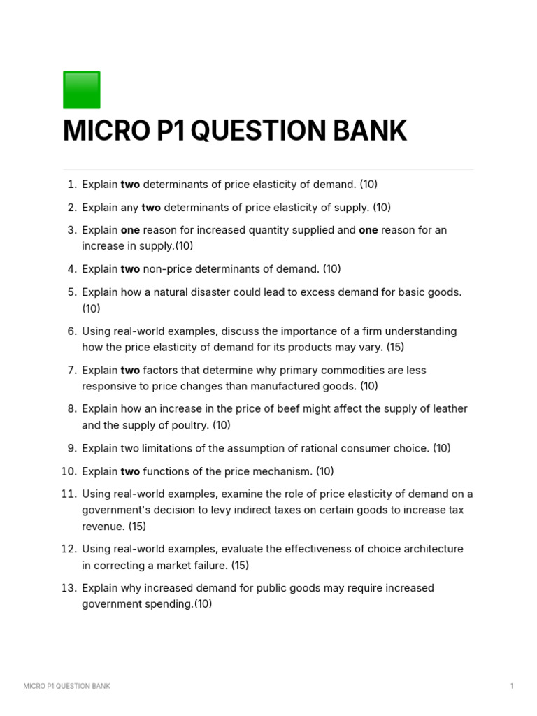 Micro P1 Question Bank | PDF