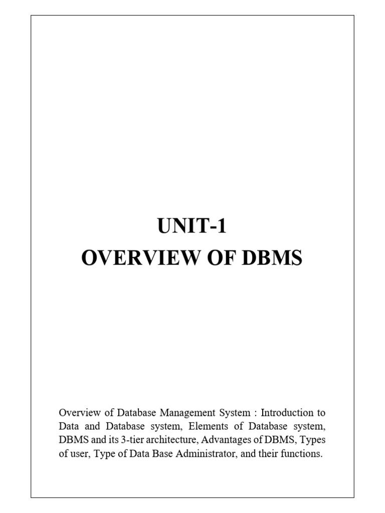 Bca DBMS Unit1 | PDF | Databases | Relational Database