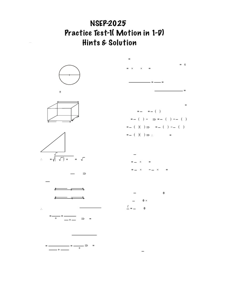 Hints and Sol NSEP Practice Test - 1 | PDF | Physical Phenomena | Spacetime