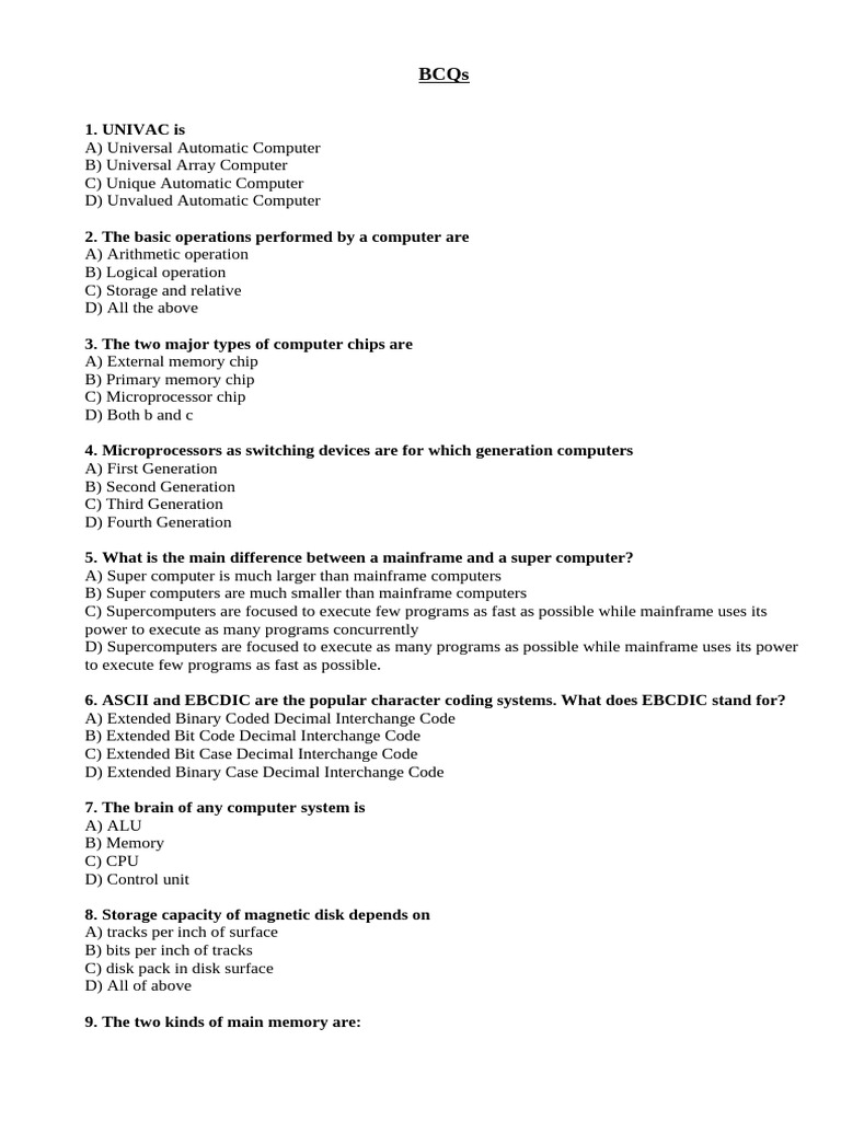 Computer Basics Quiz Questions | PDF | Computer Data Storage | Computer ...