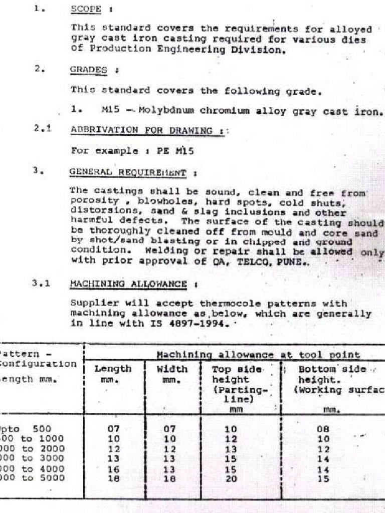 M15 Casting RM TC Checklist Part 1 | PDF