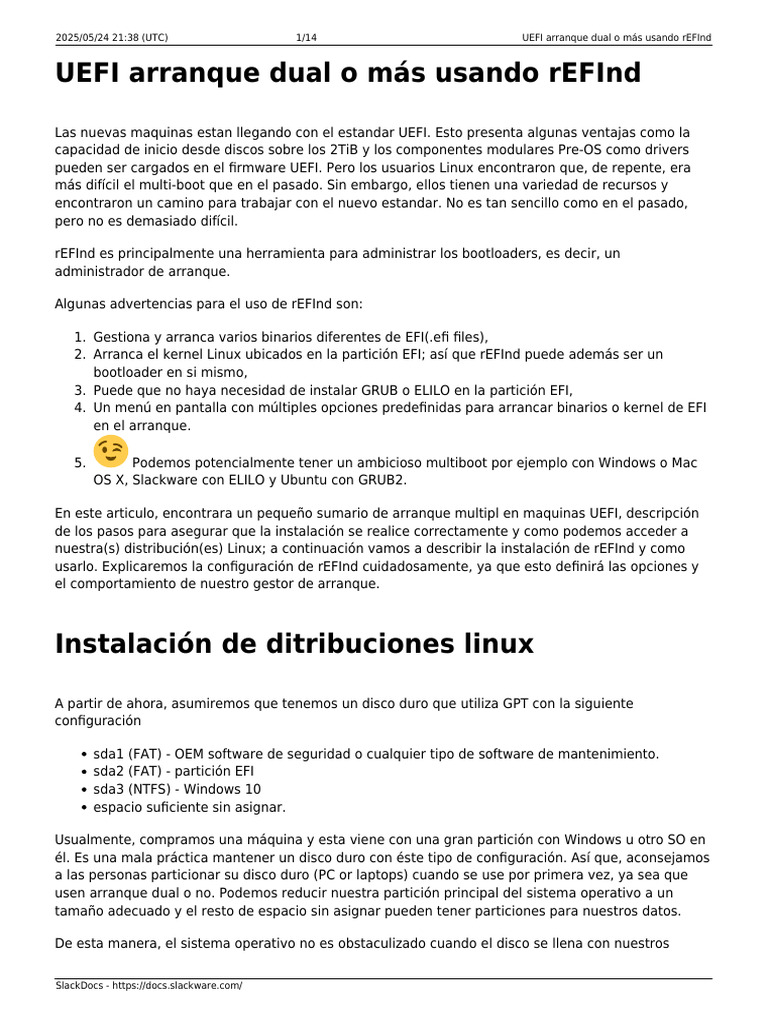 Uefi Arranque Dual o Mas Usando Refind | PDF | Arranque | Distribución de Linux