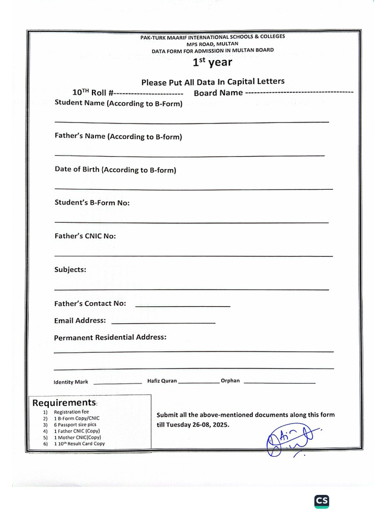 Board Registration Form | PDF