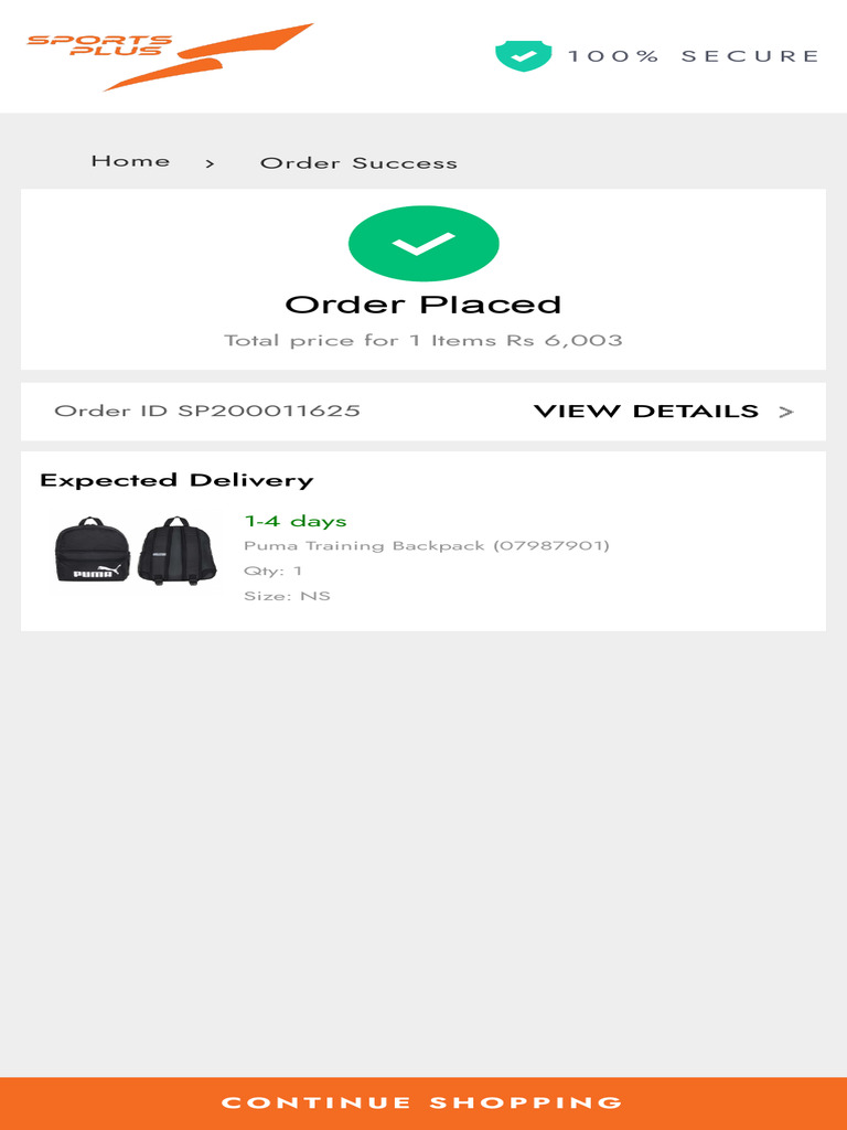 Order Confirmation for Puma Backpack | PDF