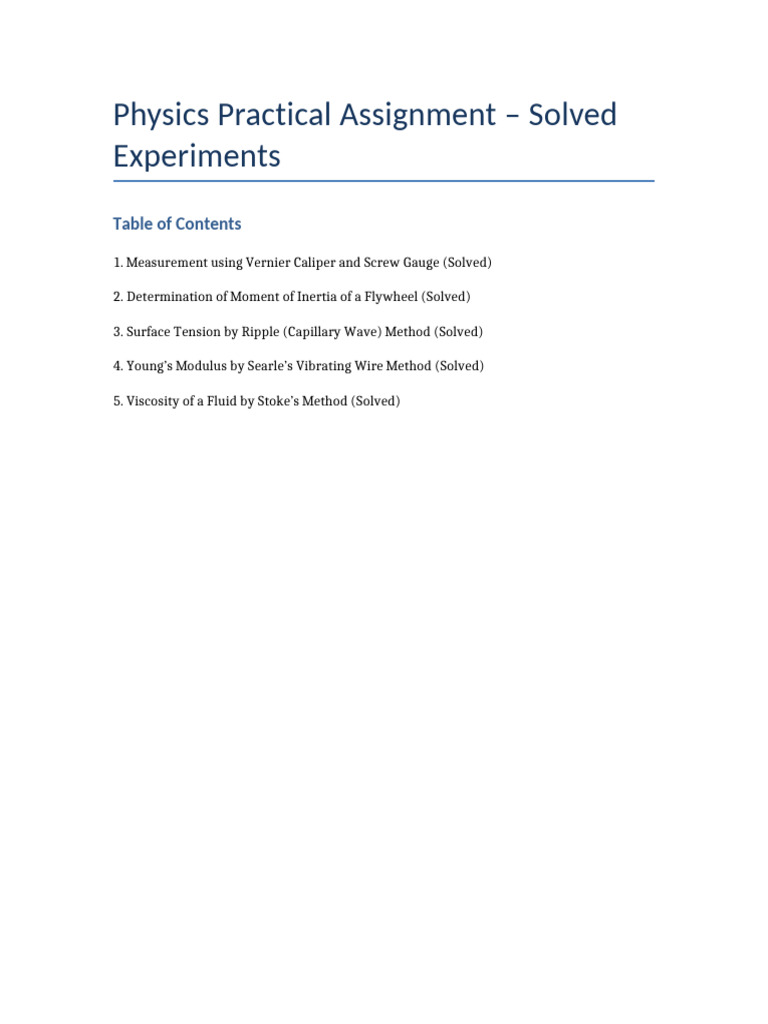 Physics Practical Assignment 20 Pages | PDF | Viscosity | Applied And ...