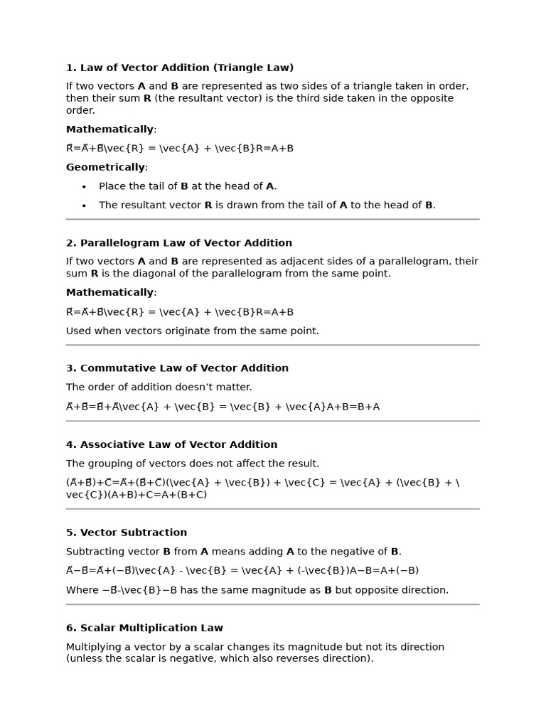 Vector Laws | PDF
