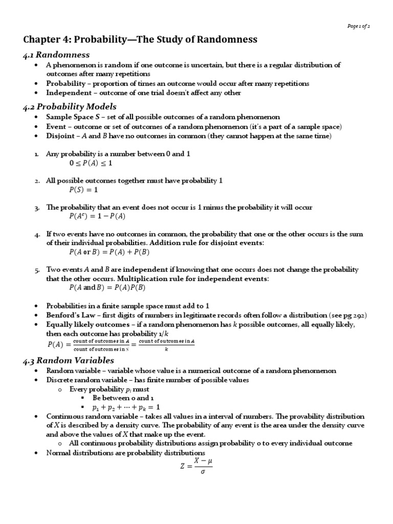 Chapter 4 - Probability - The Study of Randomness | PDF | Probability ...