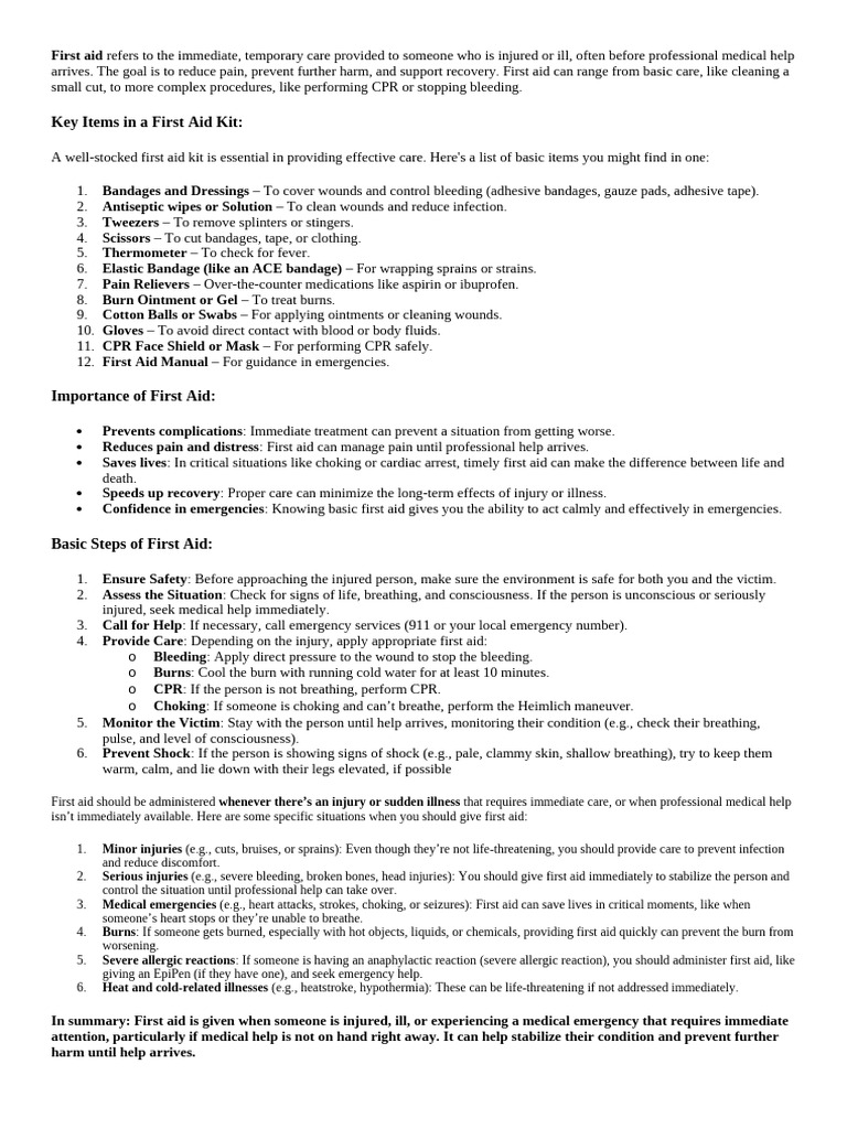 Essential First Aid Guidelines | PDF | First Aid | Cardiopulmonary ...