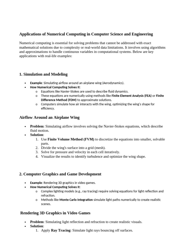 Applications of Numerical Computing in Computer Science and Engineering | PDF | Numerical ...