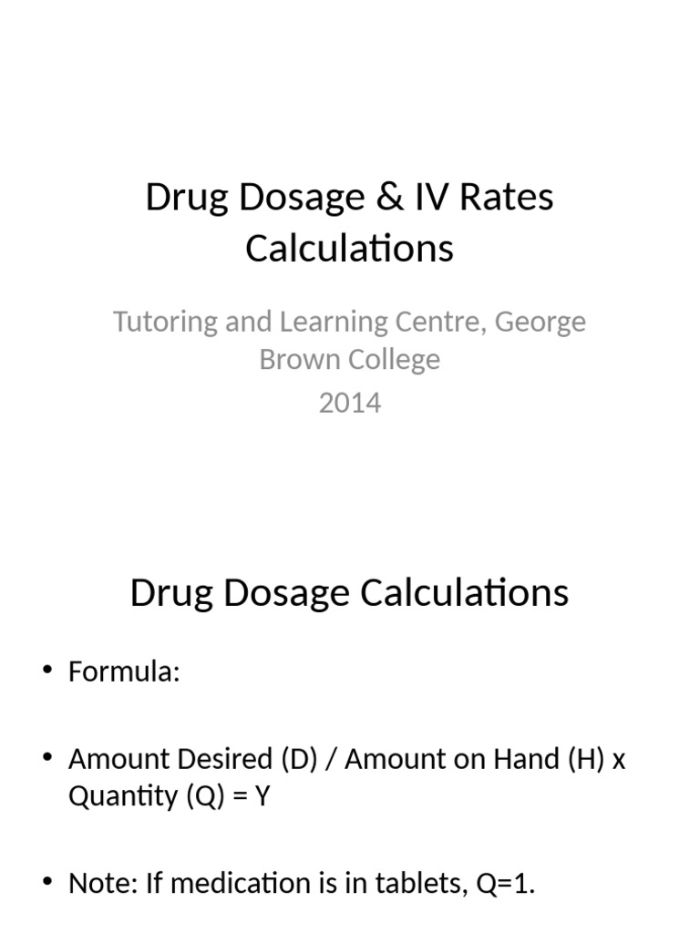 Drug Dosage IV Rates | PDF