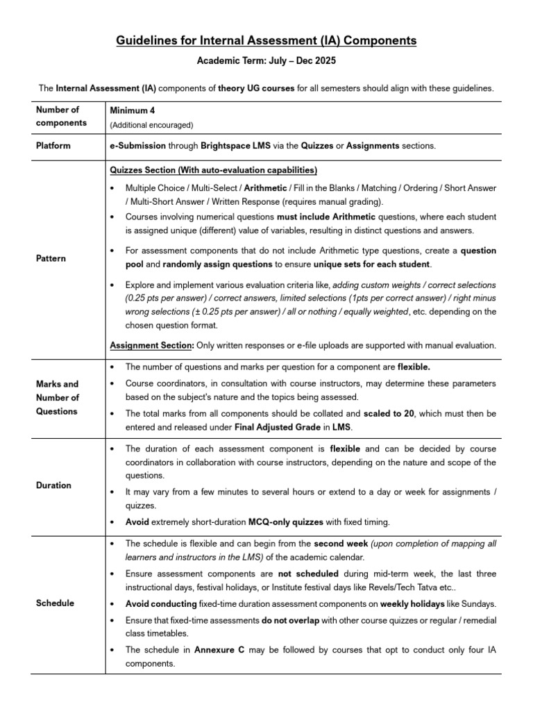 Internal Assessment Guidelines - July 2025 | PDF