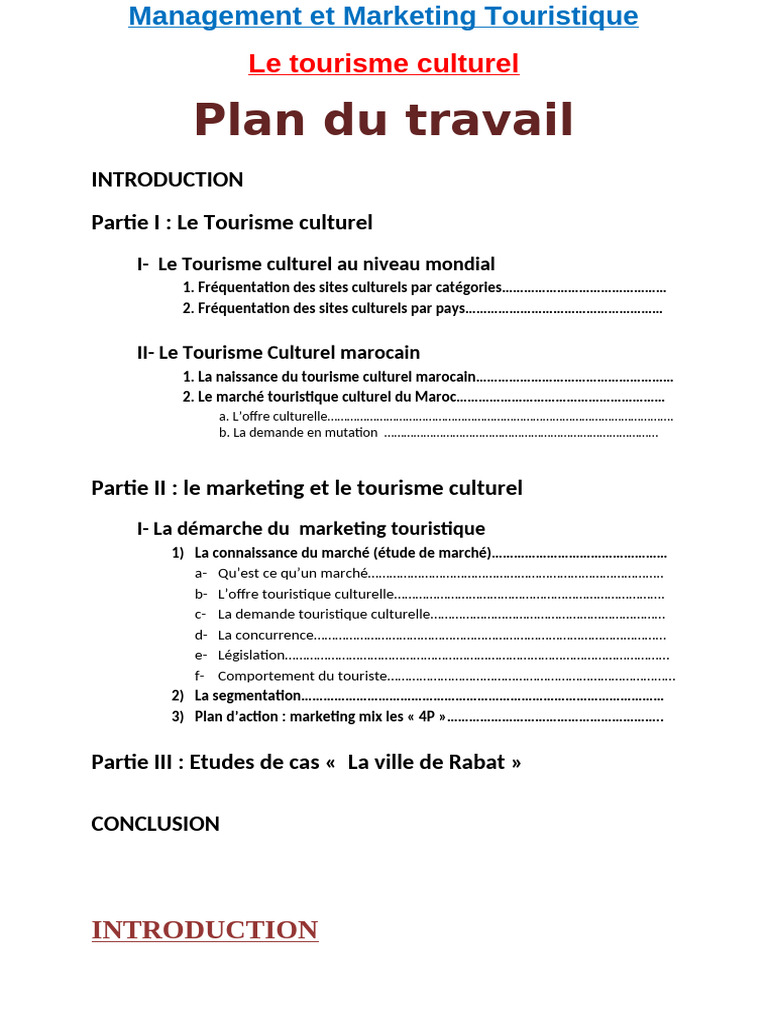 Le Tourisme Culturel | PDF | Tourisme | Musée