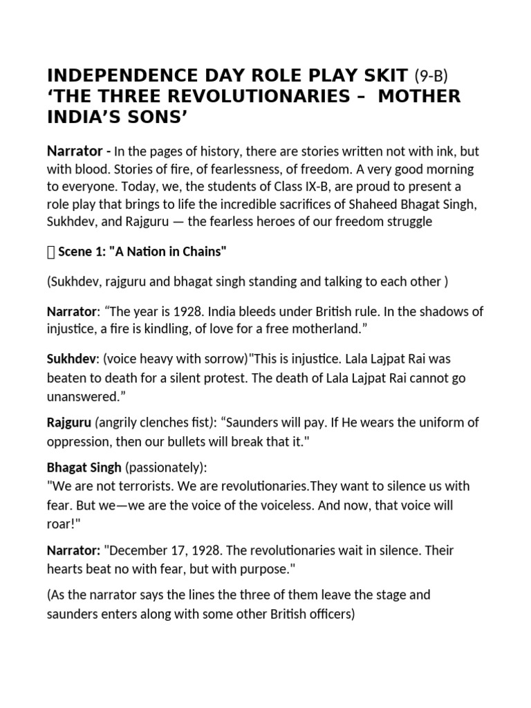 Independence Day Role Play Skit | PDF