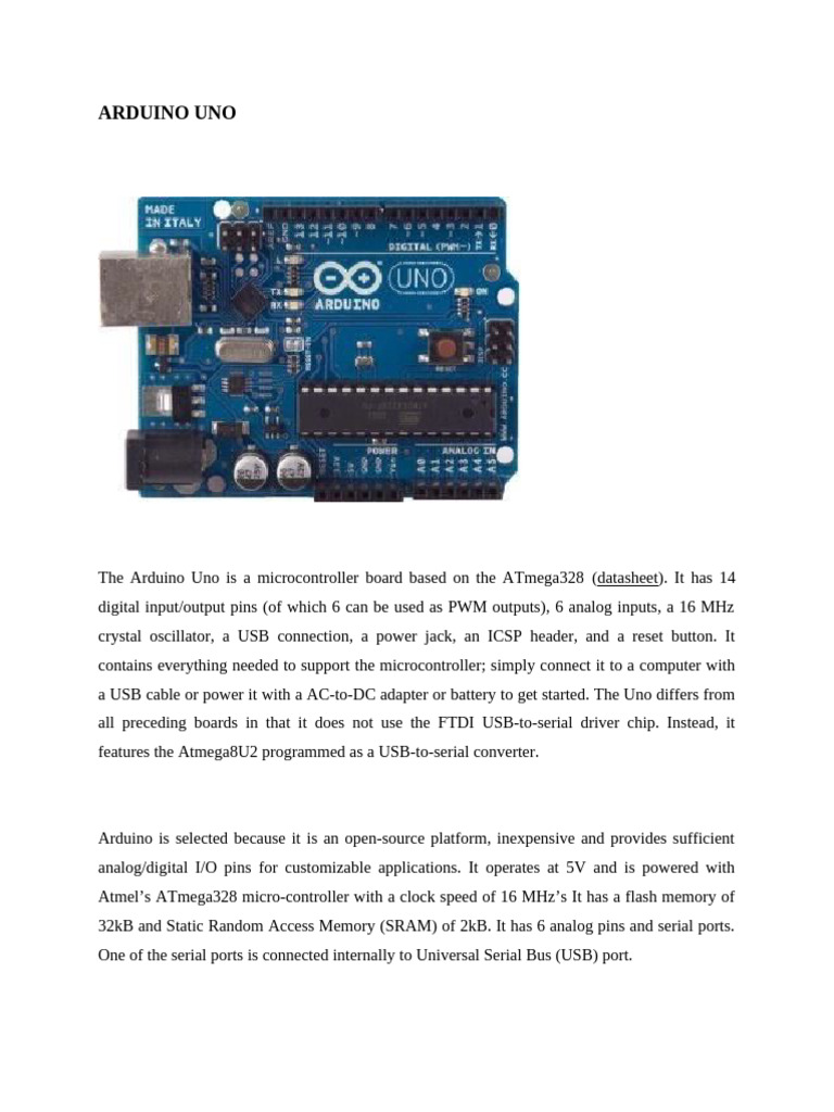 Arduino Uno Microcontroller Overview | PDF | Arduino | Microcontroller