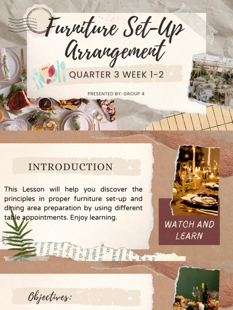 TLE Q3 WK1-WK2 Furniture Set-Up Arrangement | PDF | Cuisine | Foods